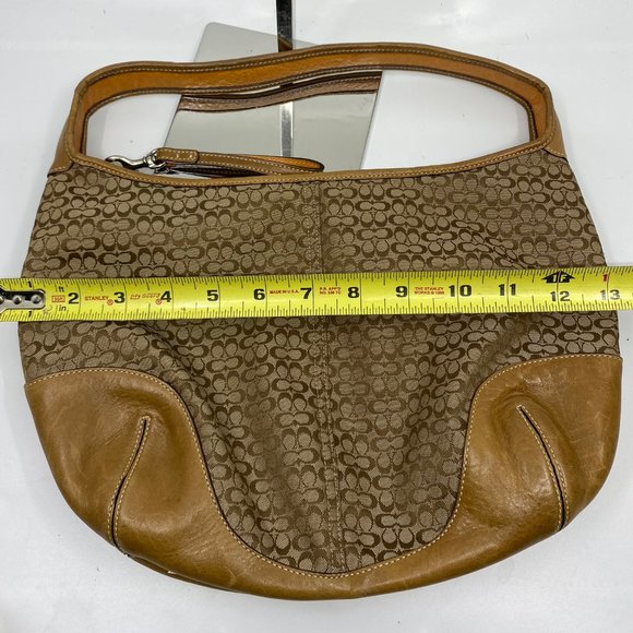 Coach | Bags | Coach M Tan Signature Jacquard Fabric Shoulder Bag ...